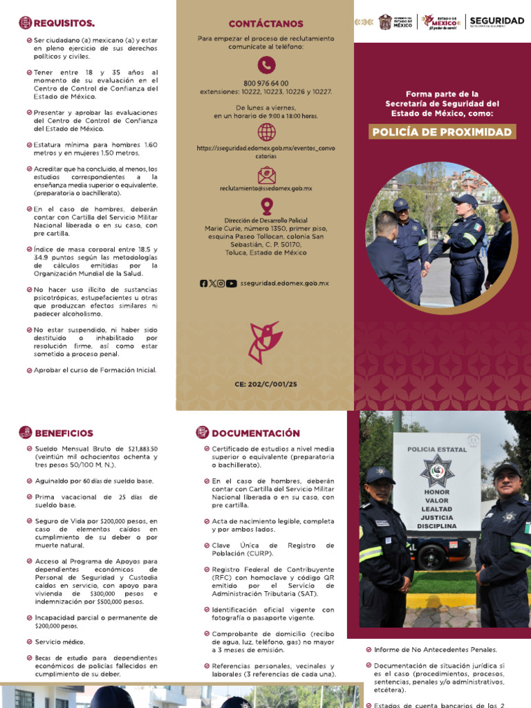 Tríptico Convocatoria Policia Proximidad - 2025 - CURVAS | PDF