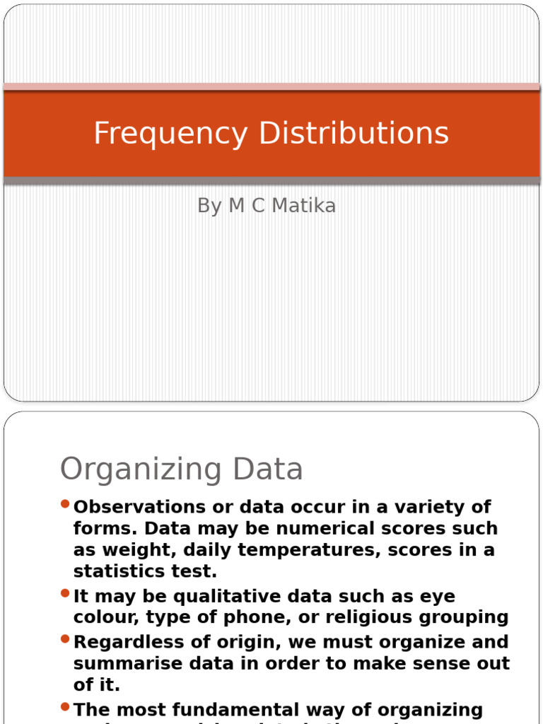Lecture 3 Frequency Distributions | PDF | Statistics | Applied Mathematics