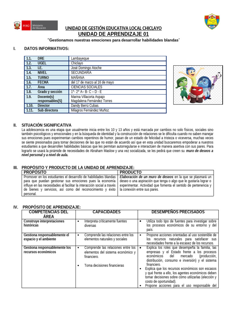 UNIDAD_APRENDIZAJE_Nº1__CCSS_1er_2do_grado_JDA_2025 | PDF | Evaluación | Aprendizaje