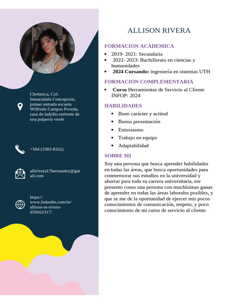 Curriculum Allison Rivera Word | PDF