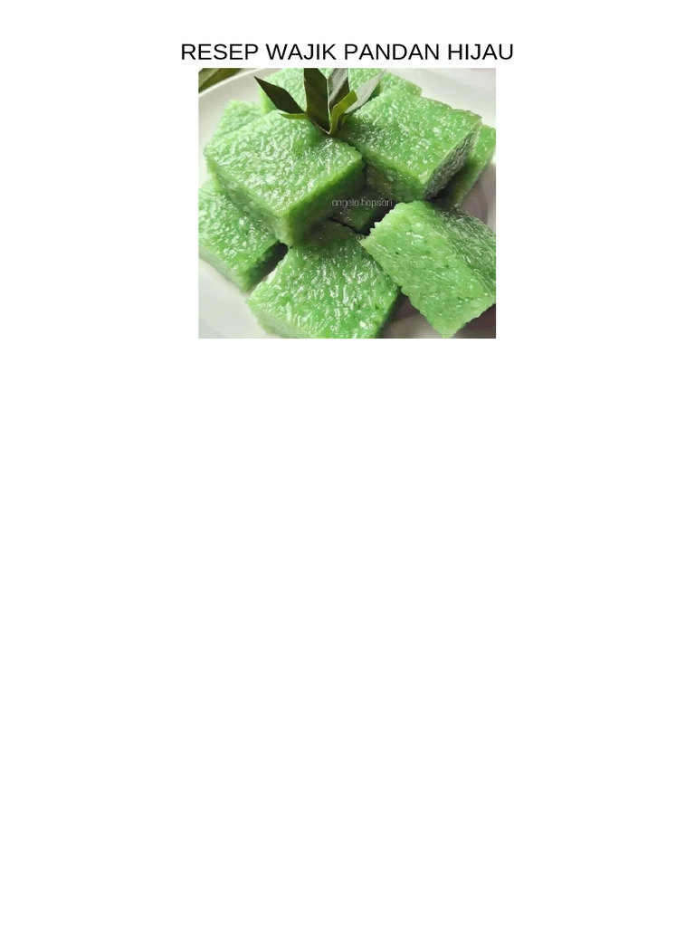 Resep Wajik Pandan Hijau | PDF