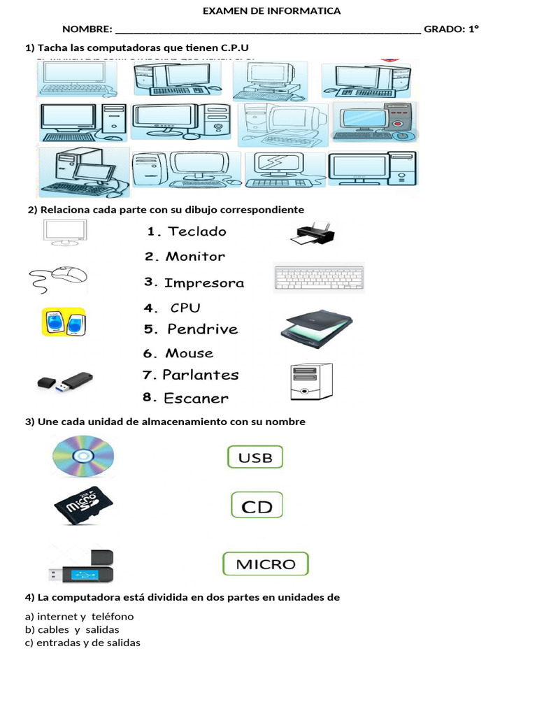 EXAMEN DE INFORMATICA 1° | PDF