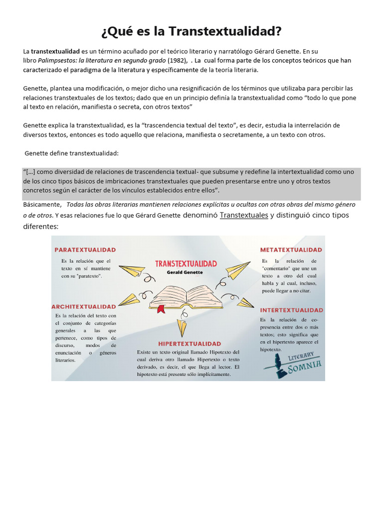 Qué Es La Transtextualidad 4to | PDF