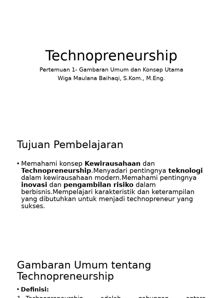 Pengenalan Technopreneurship | PDF