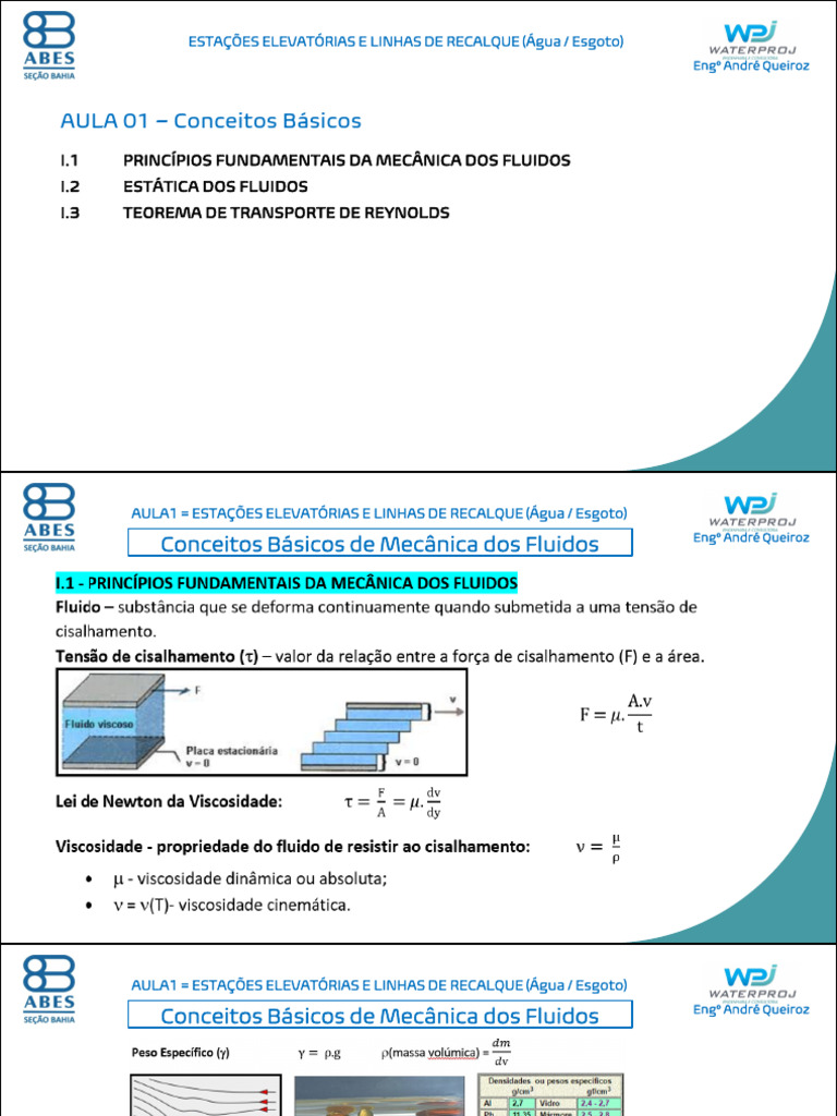 Curso-ABES-2021-AULA_1 | PDF | Mecânica dos fluidos | Mecânica de continuidade