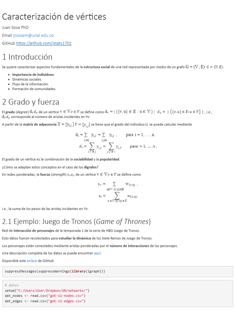 RPubs - Redes Sociales - Caracterización de Vértices | PDF | Vértice (teoría de grafos ...