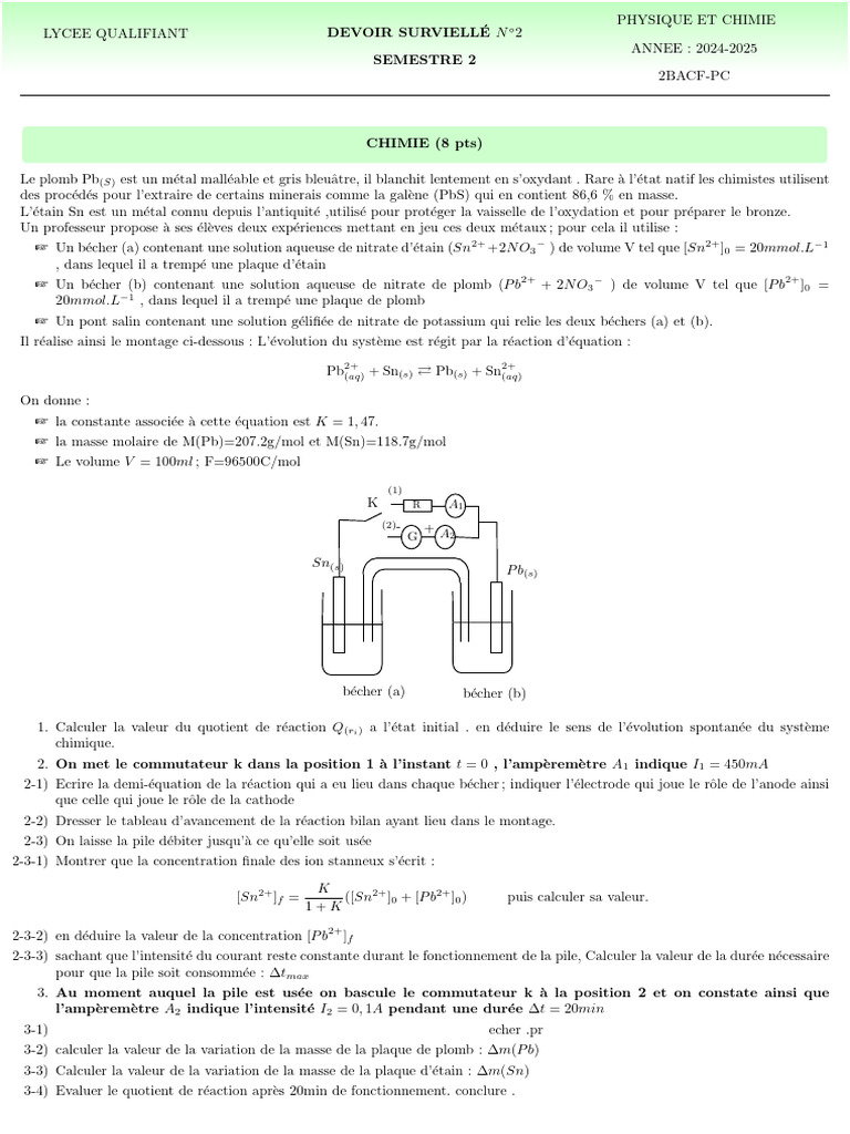 Expériences sur le plomb et l'étain en chimie | PDF | Accélération ...