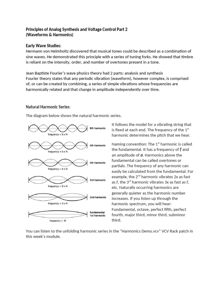 Analog Synthesis: Waveforms & Harmonics | PDF | Harmonic | Phase (Waves)
