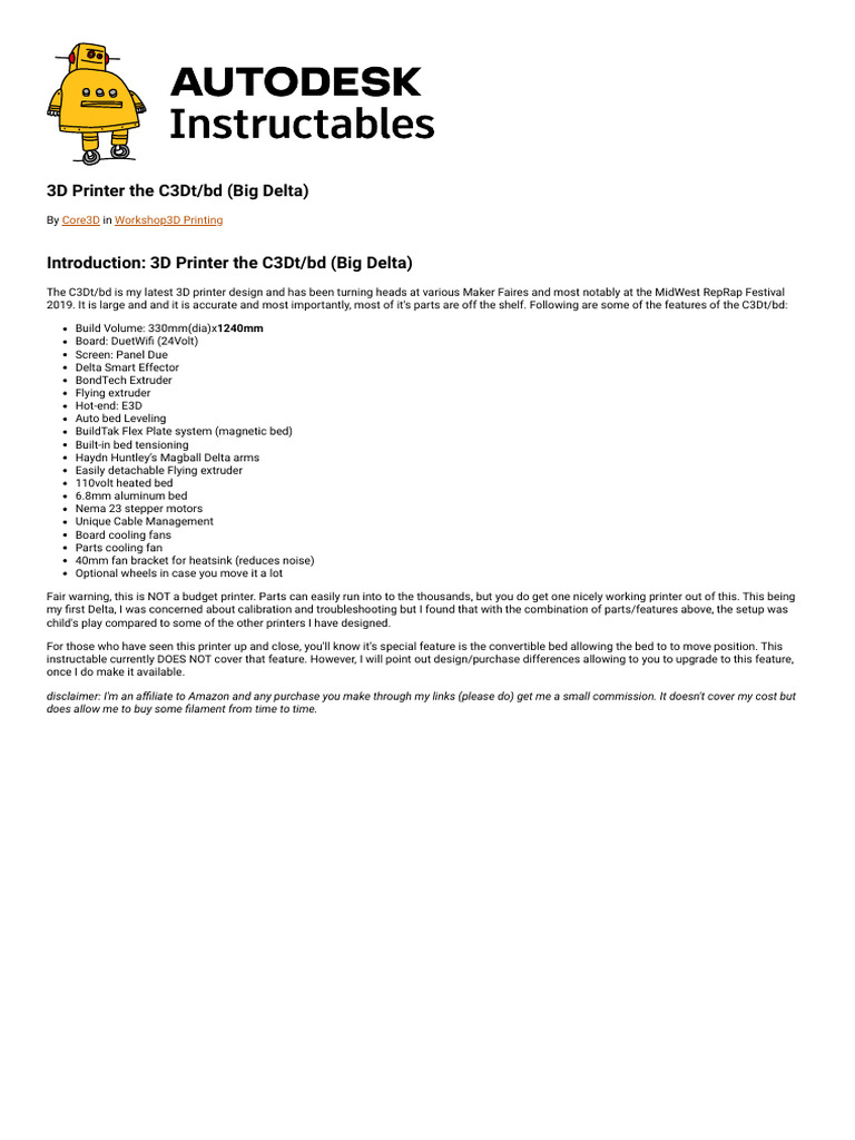 3D Printer the C3Dt_bd (Big Delta) _ 21 Steps (with Pictures) - Instructables | PDF | Electrical ...