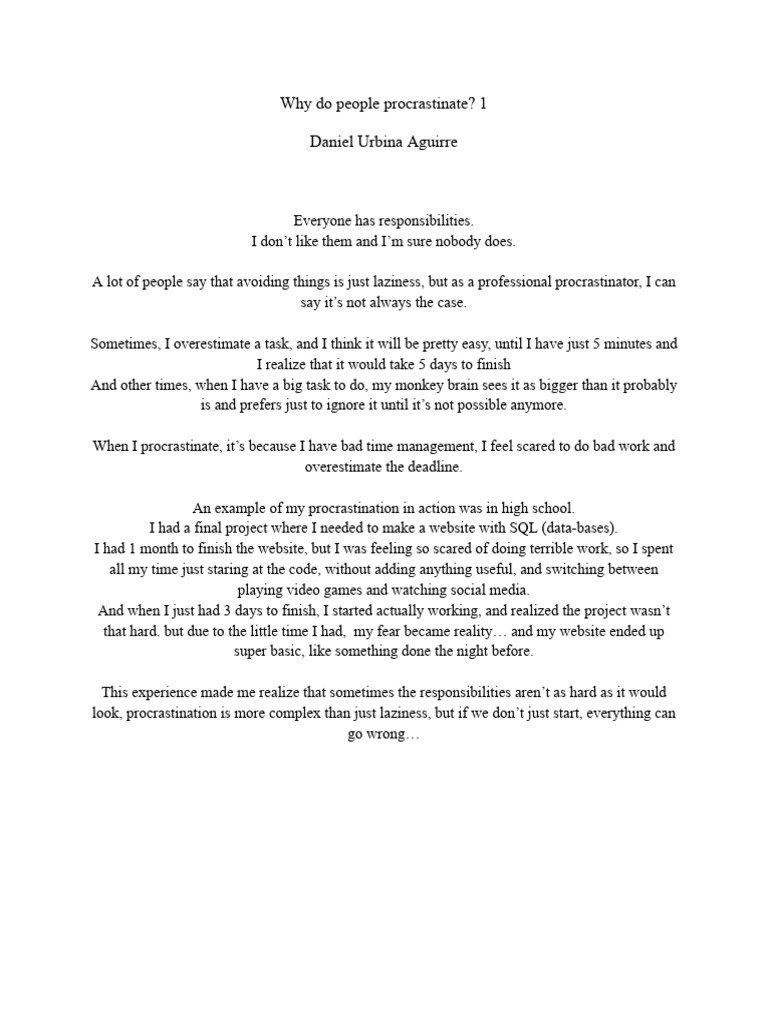 Why Do People Procrastinate 1 | PDF