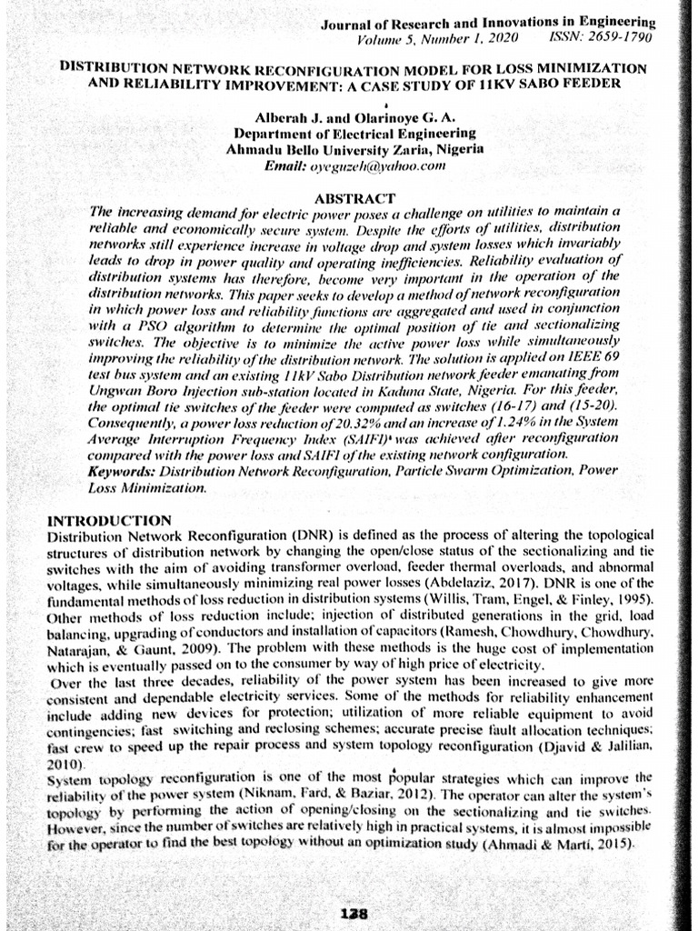 Distribution Network Configuration Model | PDF