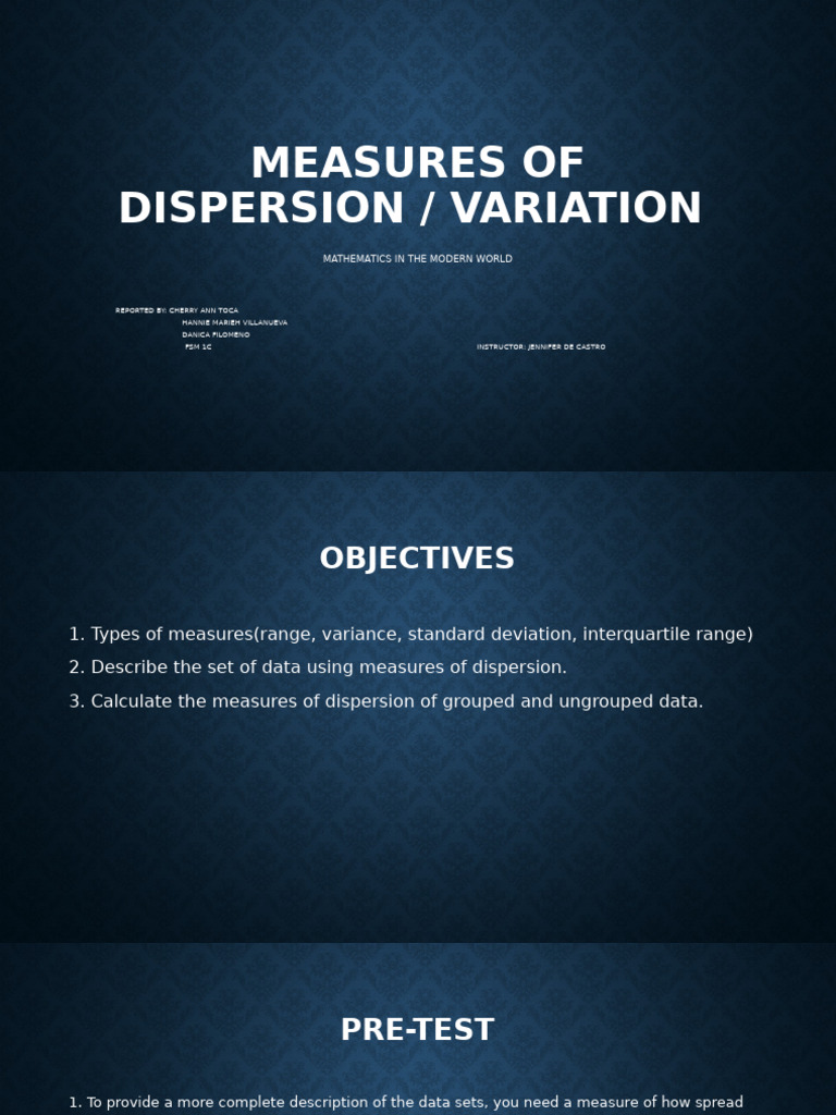 Measures of Dispersion in Statistics | PDF | Quartile | Descriptive Statistics