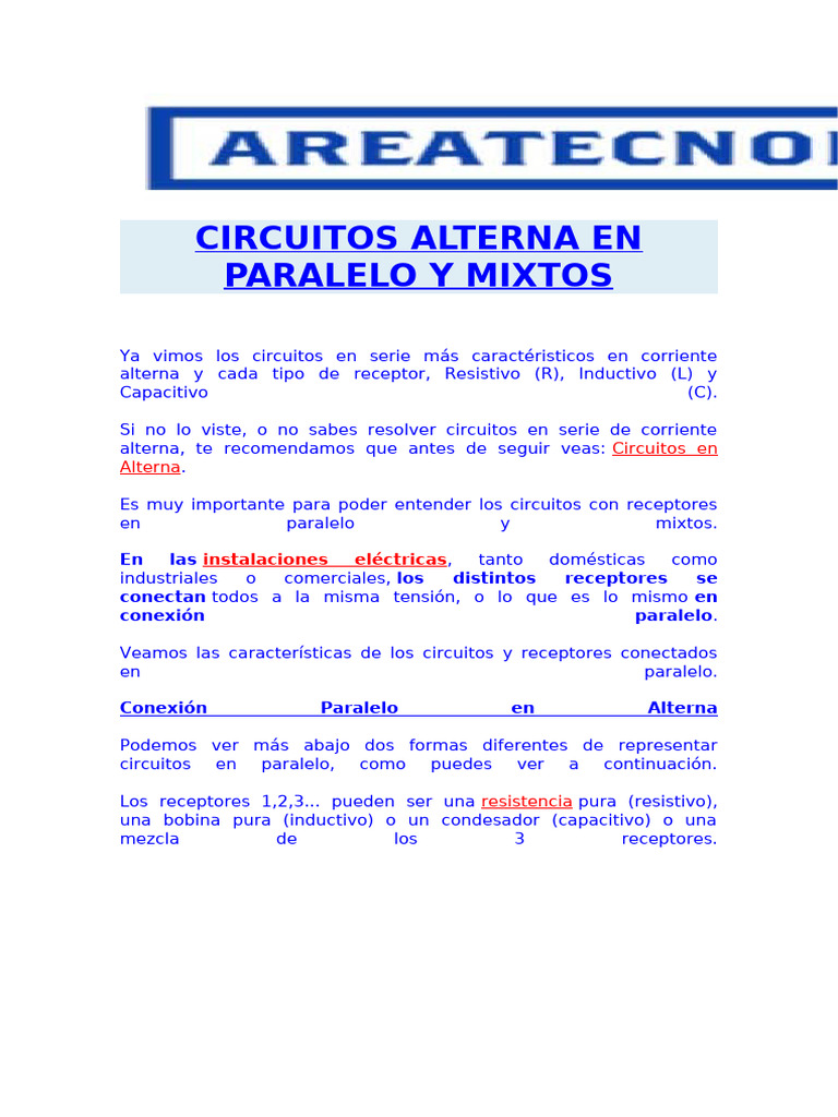 Circuitos Alterna en Paralelo y Mixtos | PDF | Impedancia eléctrica ...
