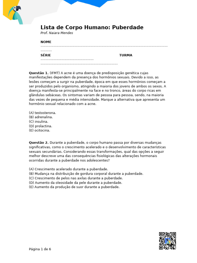 Puberdade: Mudanças e Hormônios | PDF | Puberdade | Testosterona