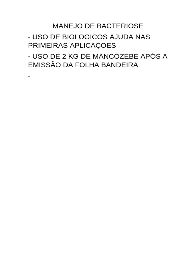 Manejo de Bacteriose | PDF