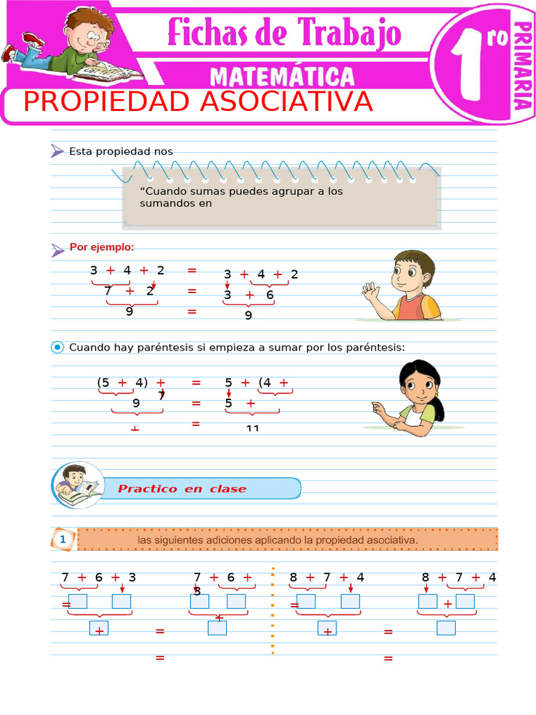 Ejercicios de Propiedad Asociativa 1° Grado | PDF