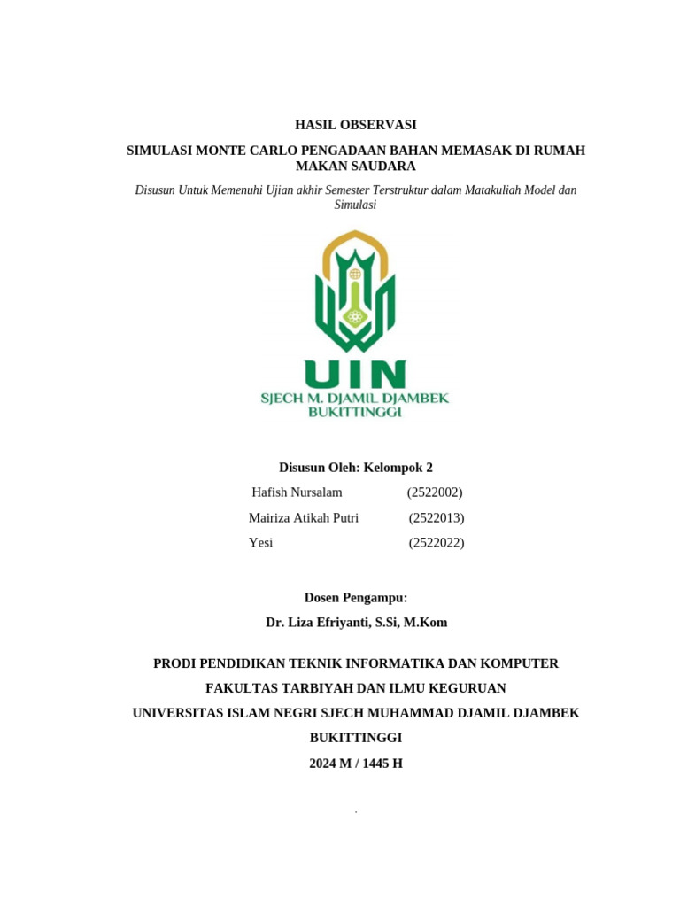 Uas Monte Carlo Kel 2 | PDF