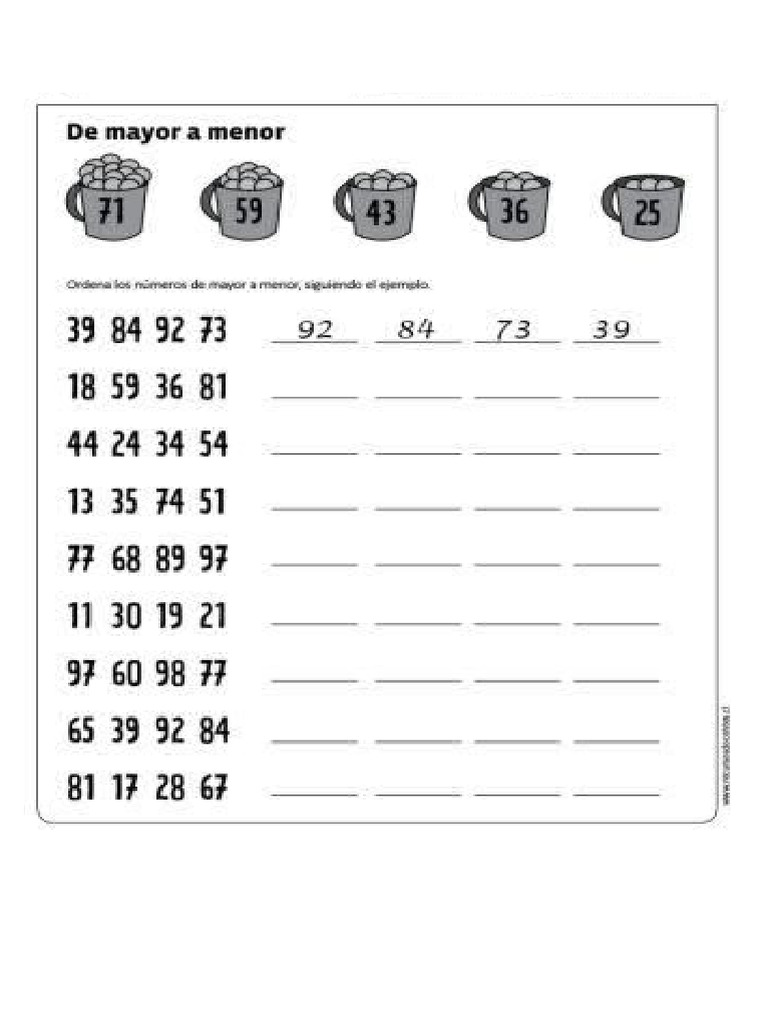 Ejercicio Ordenar de Mayor A Menor | PDF