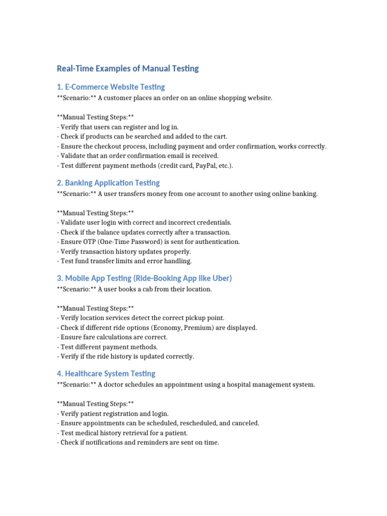 Real Time Examples Manual Testing | PDF