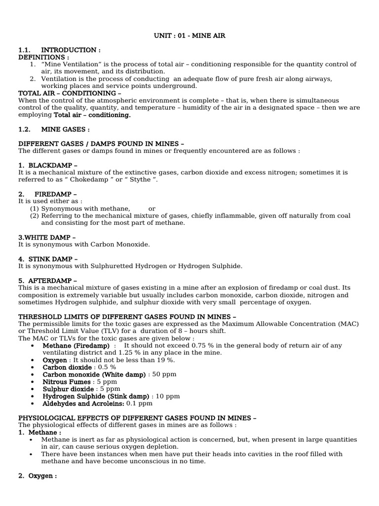 Mine Air Quality and Ventilation Guide | PDF | Breathing | Exhaust Gas