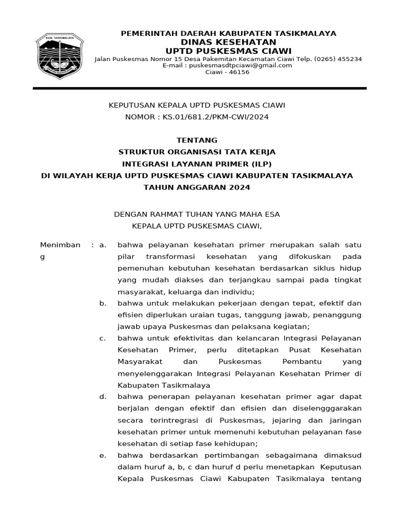 SK STRUKTUR ORGANISASI ILP (1) | PDF