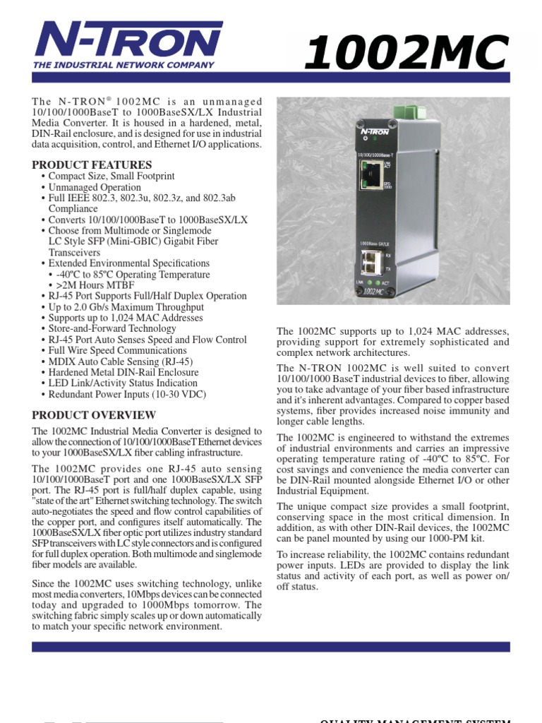 1002mc Data Sheet | PDF | Network Switch | Ethernet