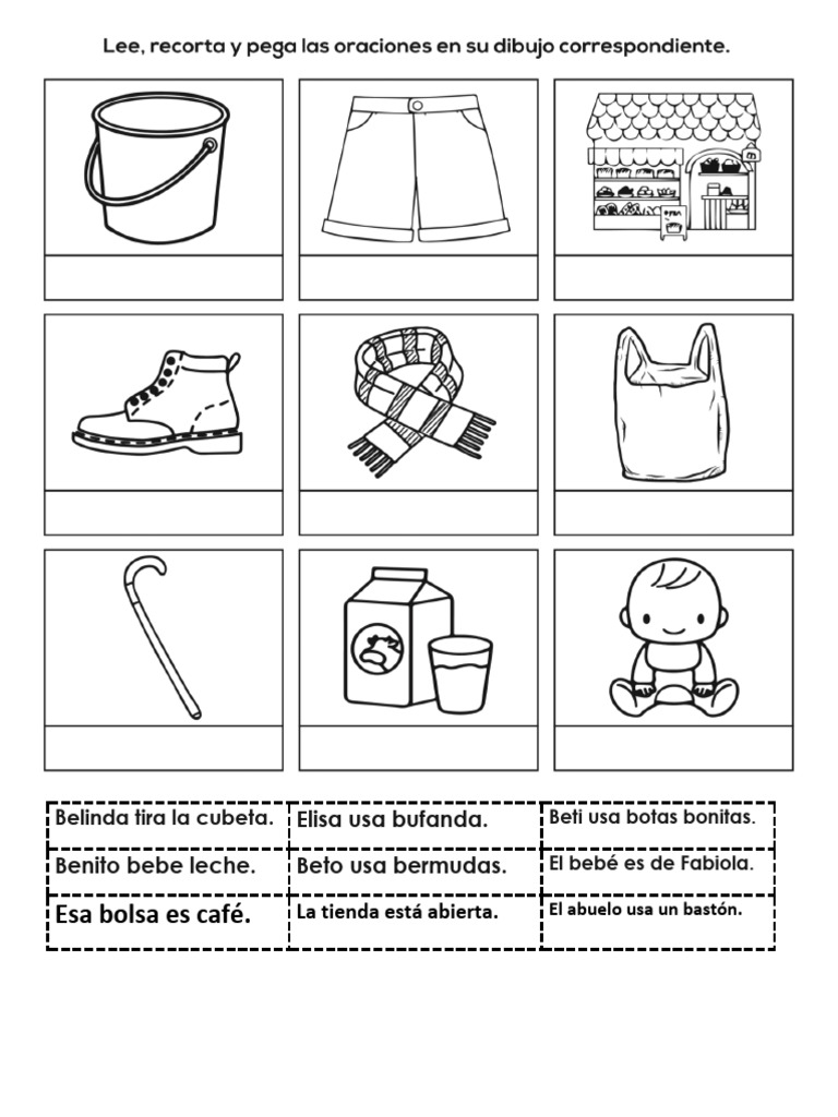 Lectoescritura Cuadernillo Recortable de Oraciones. | PDF