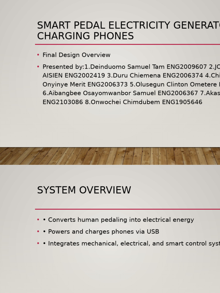 Smart Pedal Electricity Generator Presentation | PDF