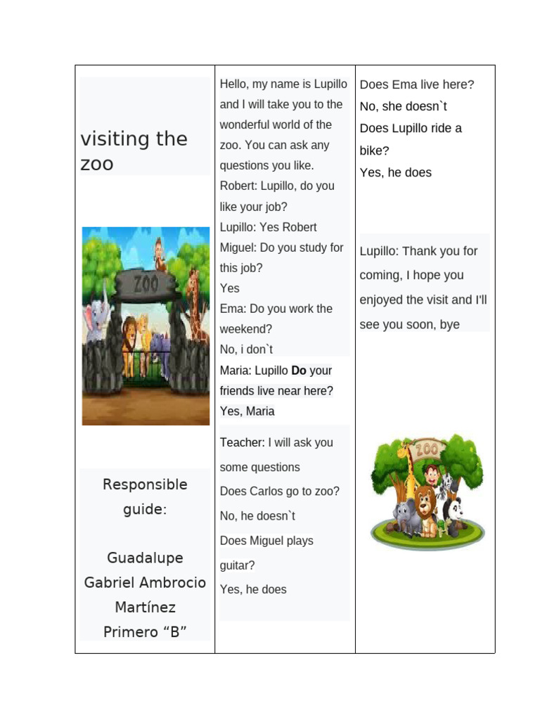 Visiting The Zoo | PDF