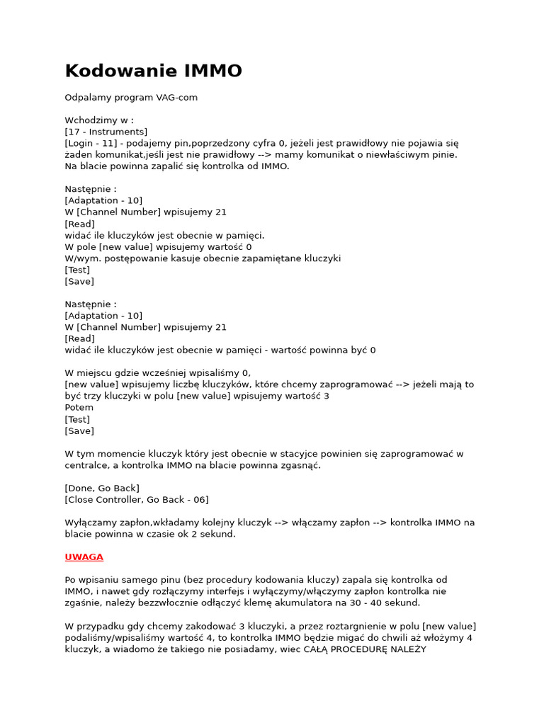 Kodowanie IMMO | PDF