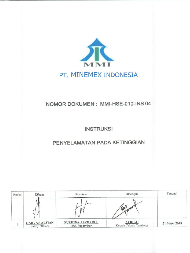 MMI-HSE-010-InS 04 Penyelamatan Pada Ketinggian | PDF
