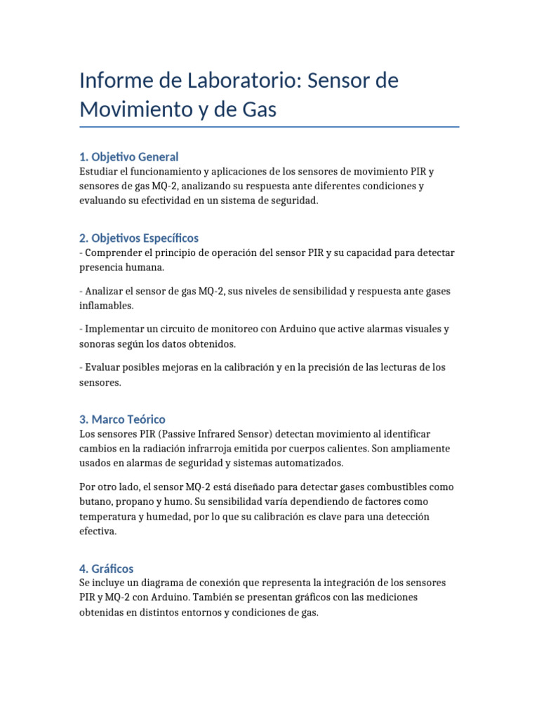 Informe Sensores PIR MQ2 | PDF | Sensor | Diodo emisor de luz