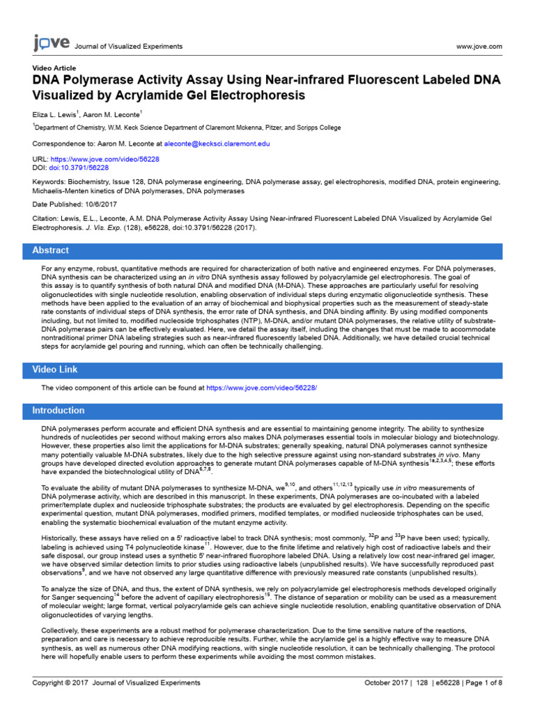 DNA Polymerase Activity Assay Using Near-infrared Fluorescent Labeled ...