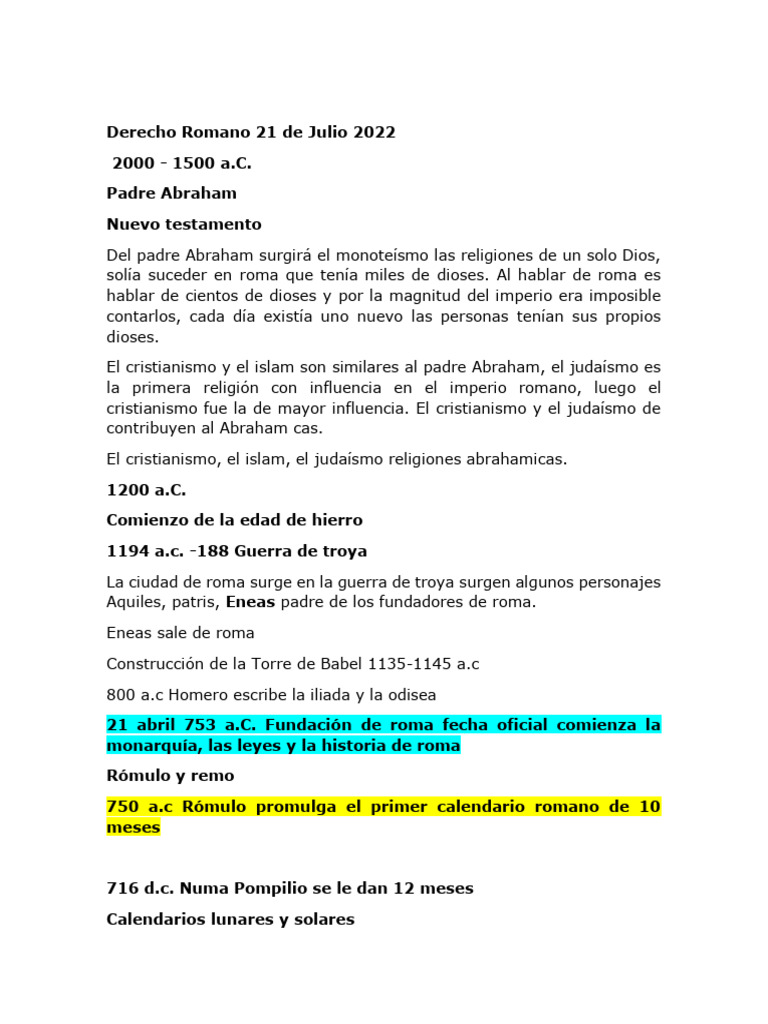 Notas Derecho Romano Genesis | PDF | Propiedad | Posesión (Ley)