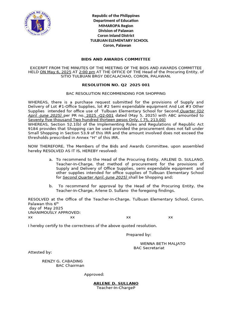 Bac Reso For Shopping - LOT 1 & 2 | PDF | Government