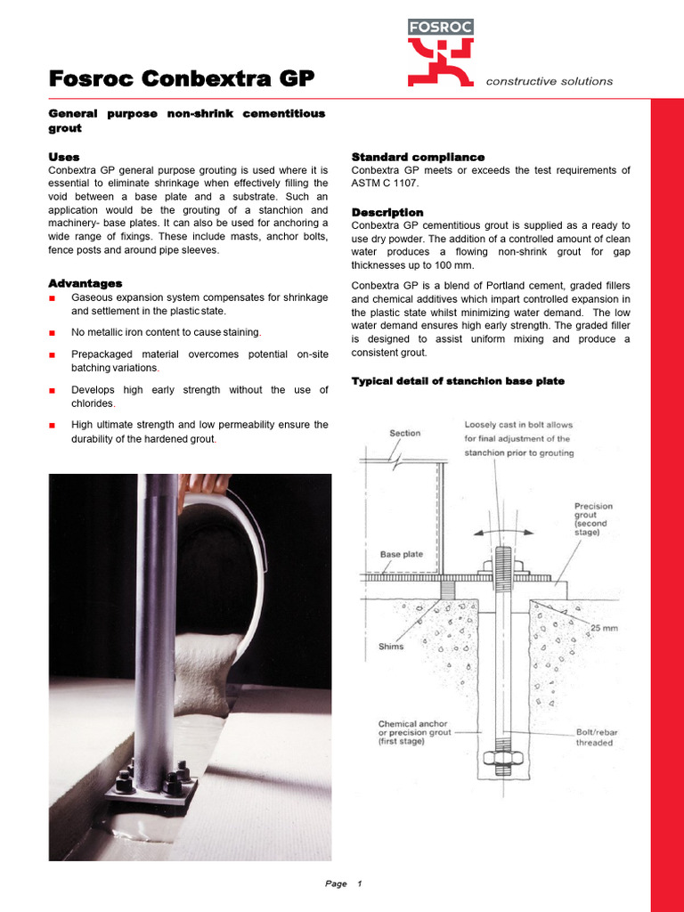 Conbextra GP Non-Shrink Grout | PDF | Dangerous Goods | Materials