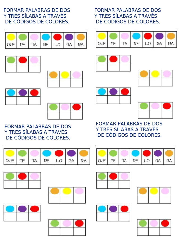 Palabras de Dos y Tres Sílabas con Colores | PDF