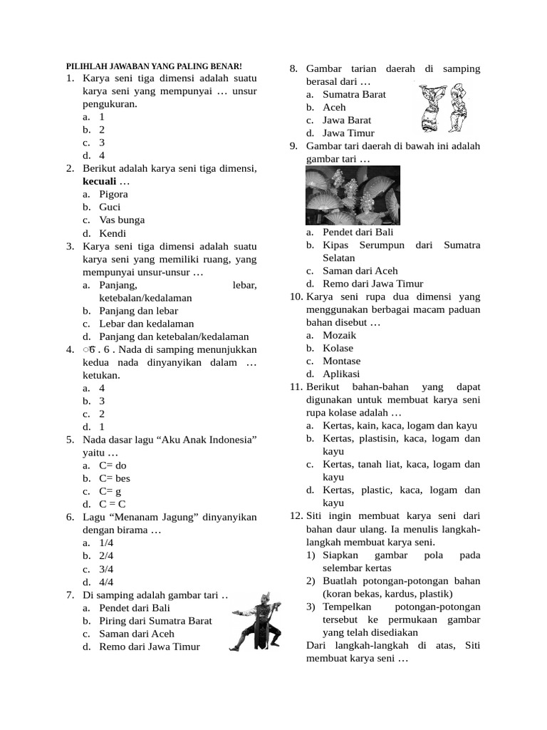 Uam Seni Budaya TP 2023-2024 | PDF