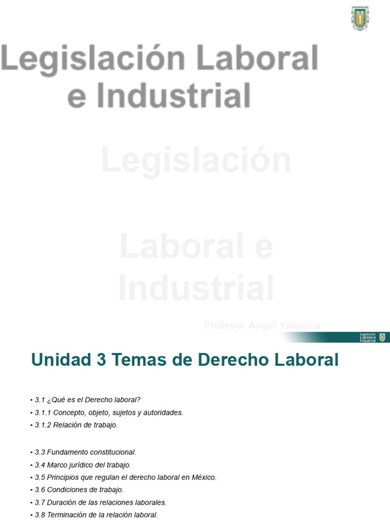3 Legislación Laboral e Industrial - Temas de Derecho Laboral 2025 ...