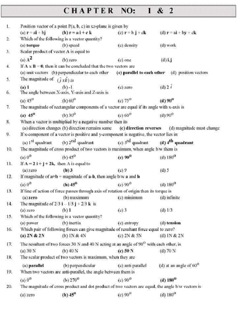 1st Year Physics Mcqs | PDF