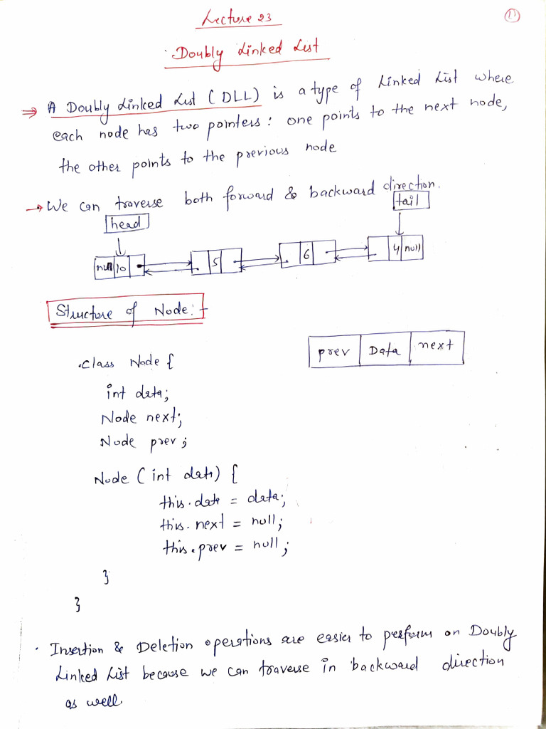 NOTES - Introduction To Doubly LinkedList (11apr2025) | PDF