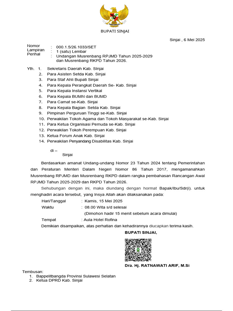 Undangan Musrenbang RPJMD Dan RKPD 2026 - OPD | PDF