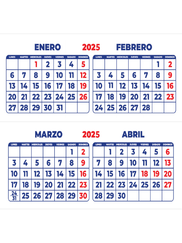Calendario Tamaño Carta | PDF