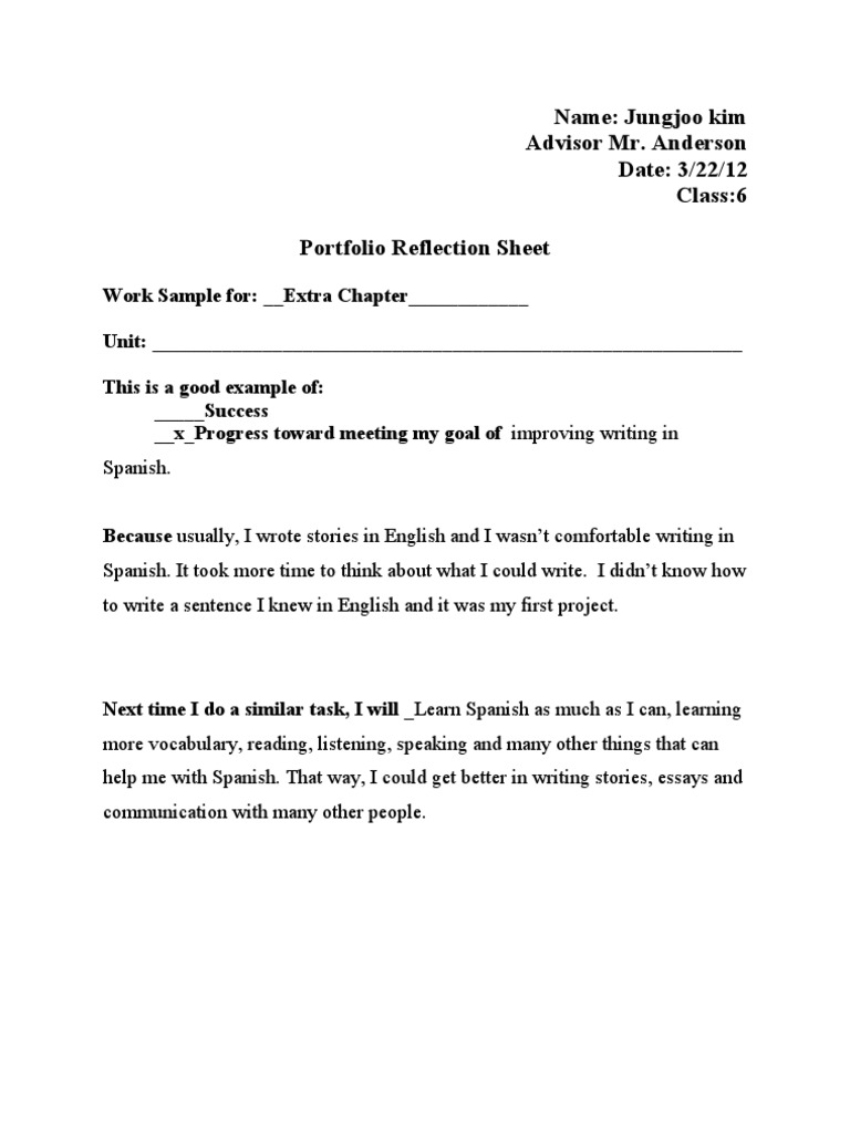Spanish Writing Progress Reflection | PDF | Career & Growth