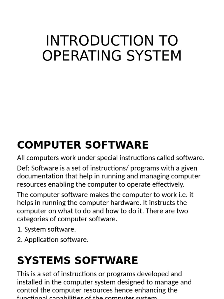 Introduction To Operating System | PDF | Operating System | Process ...