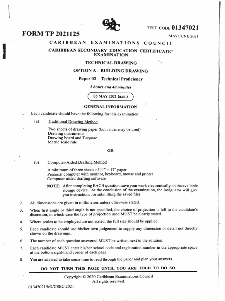 TD Pastpaper 2021 Building Drawing | PDF | Computing