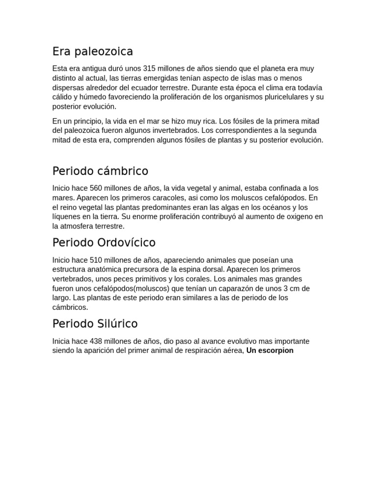 Evolución en la Era Paleozoica | PDF