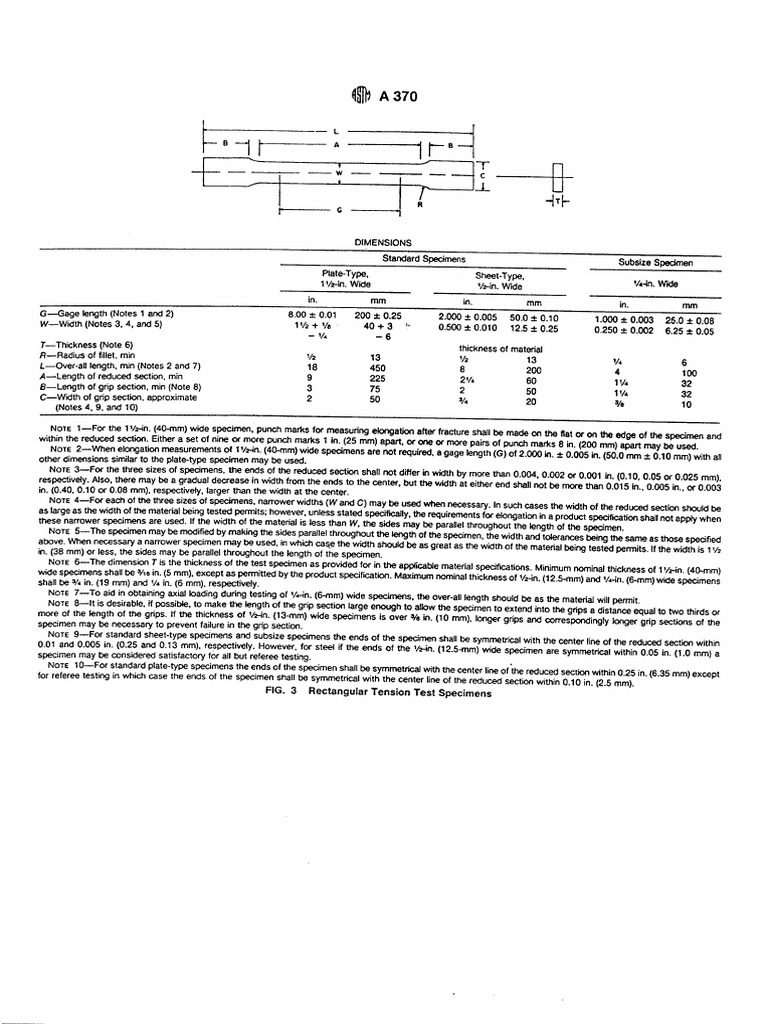Astm A370 Standard Specimen | PDF