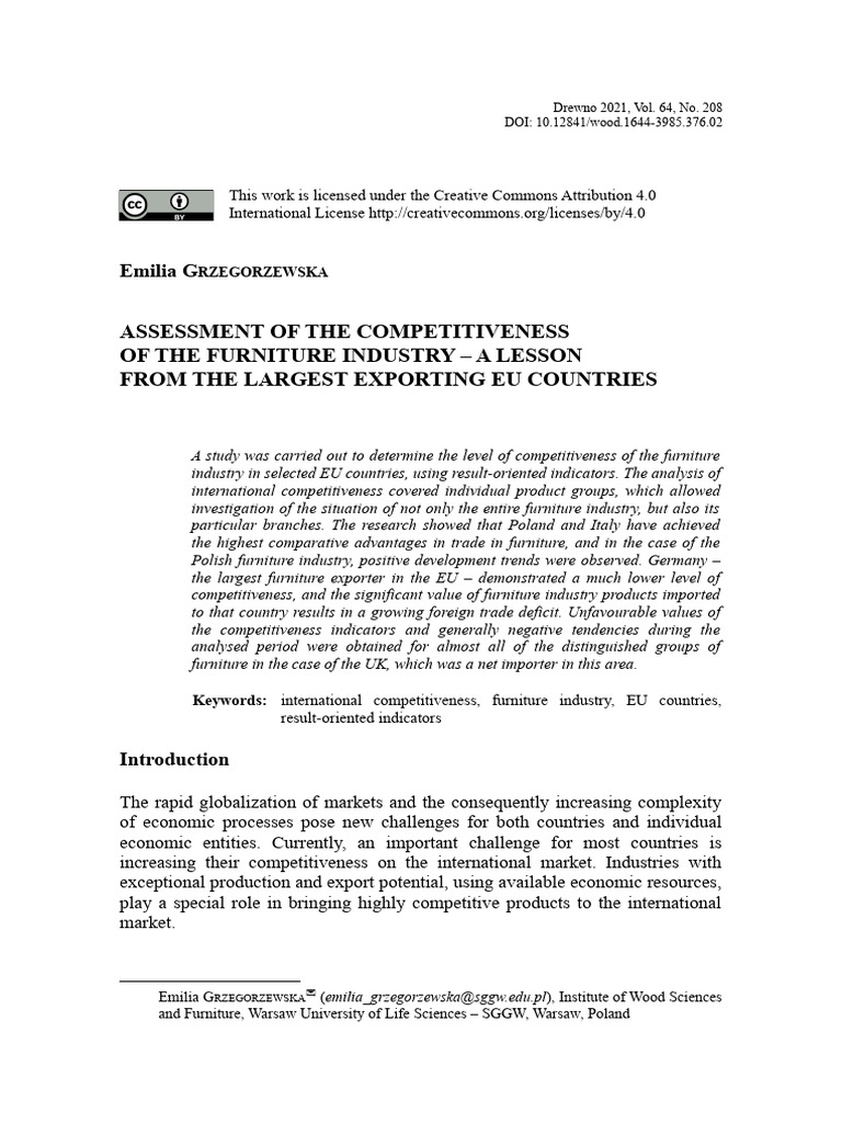 Competitiveness of EU Furniture Industry | PDF | International Trade ...