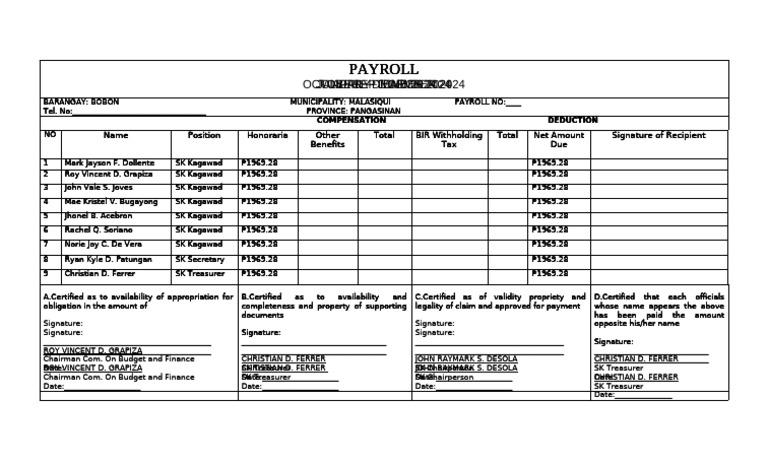 Payroll January December | PDF | Payroll | Public Finance